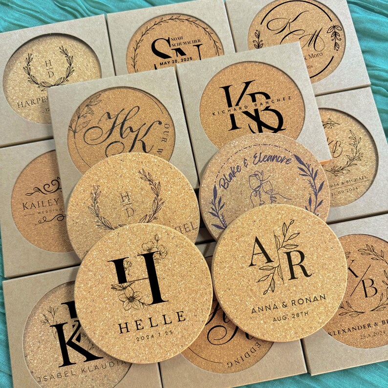 Bulk Custom Party Coasters, Xmas Party Favors, Cork Coaster Favors With ...