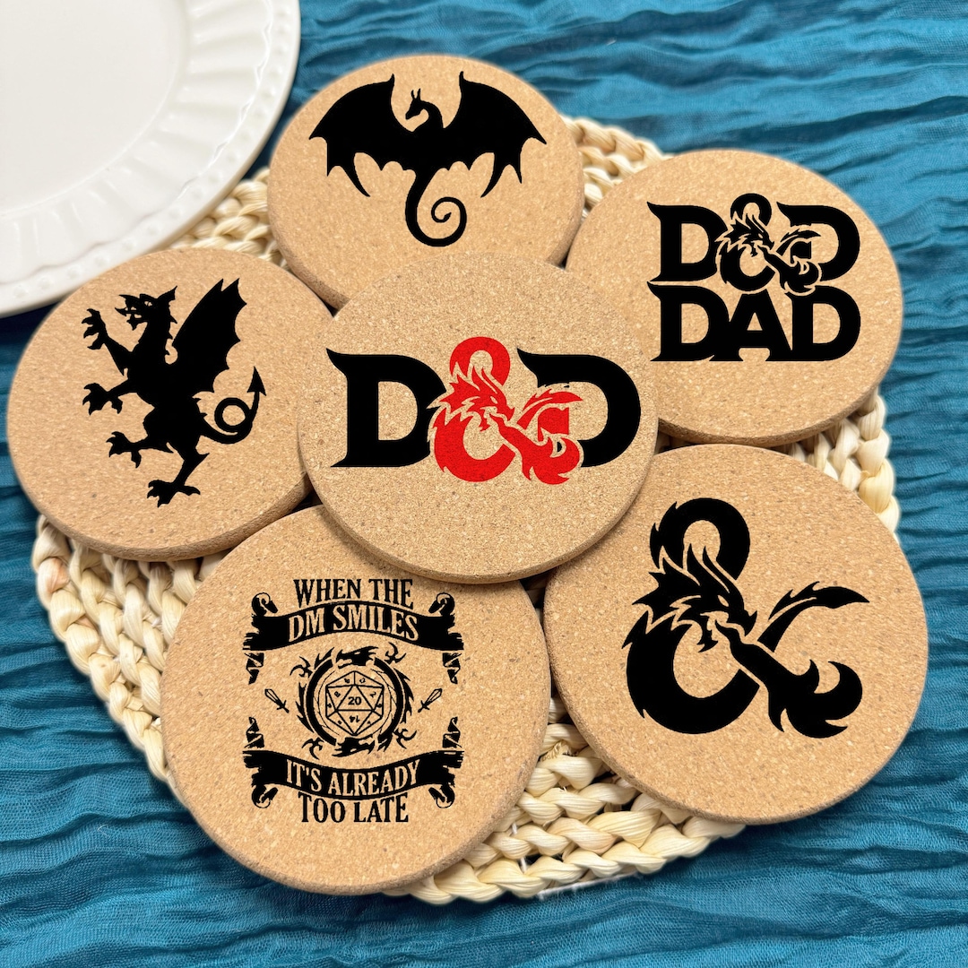 D&D Coaster Gift, Dungeons and Dragons Cork Coasters, Dnd Gift, Dnd ...