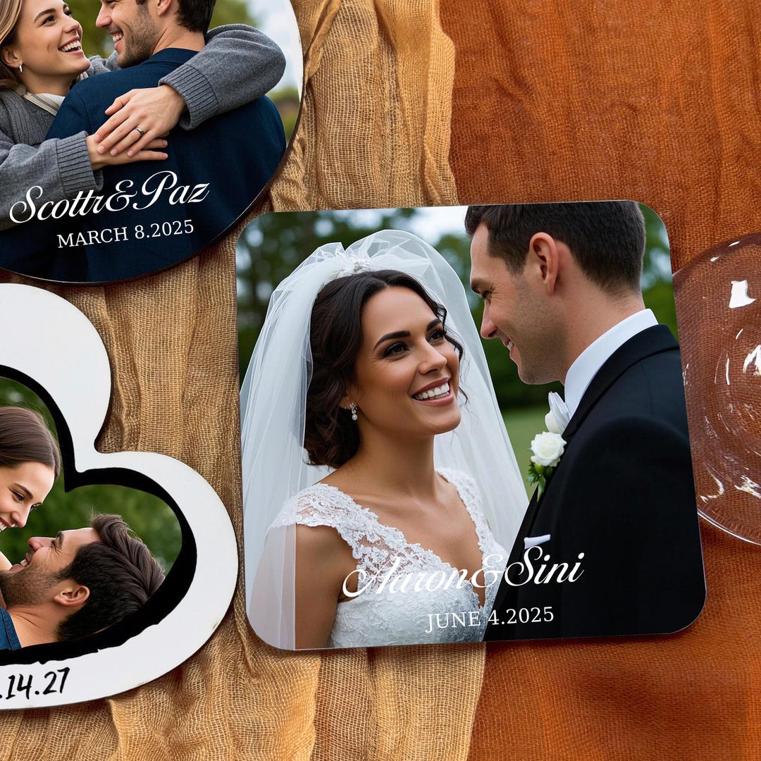 Custom Wedding Favors With Photo, Photo Wedding Coaster Favors, Wedding ...