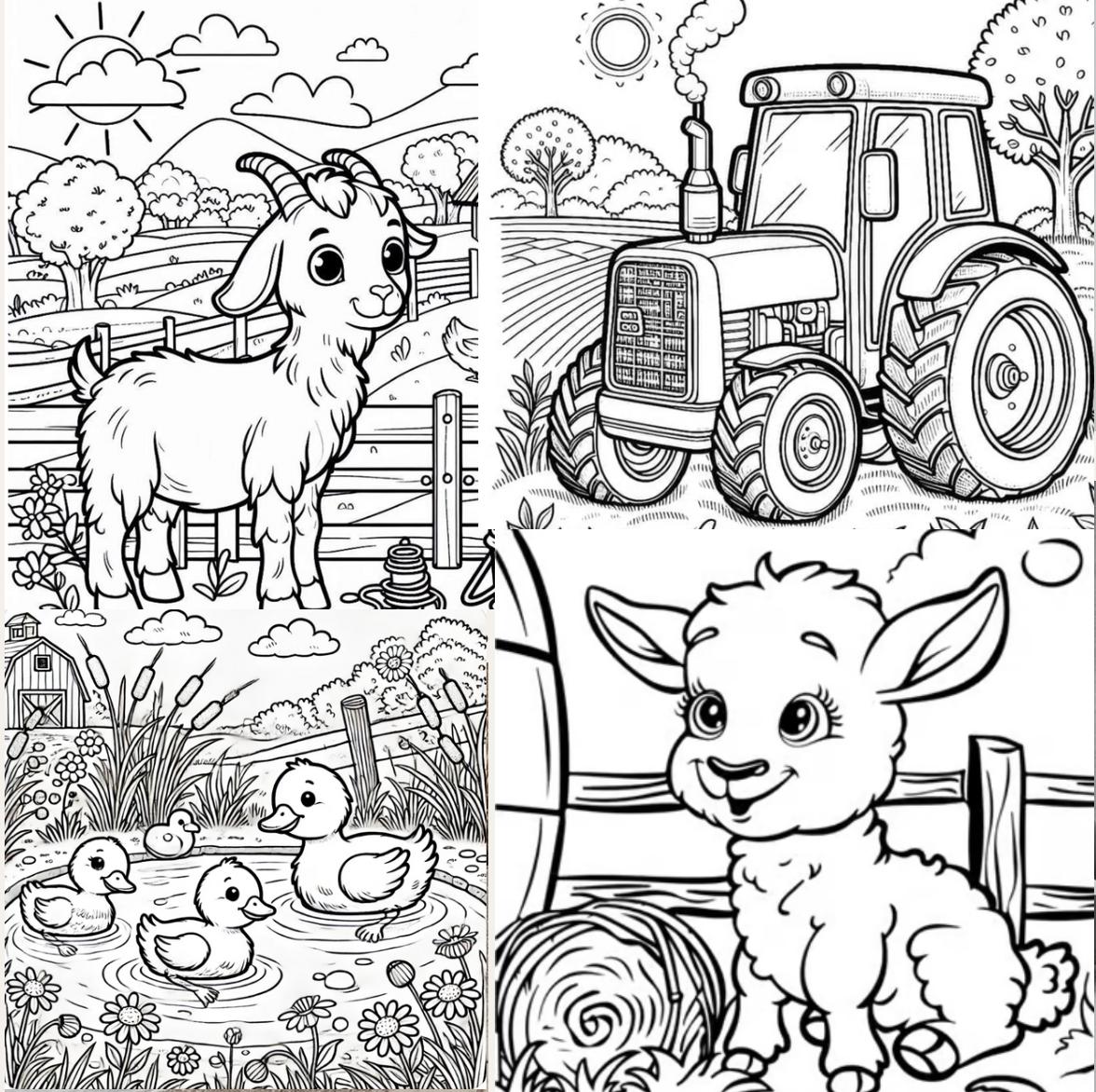 Farm Theme Coloring Pages for Kids, Toddlers, Preschoolers, Coloring ...