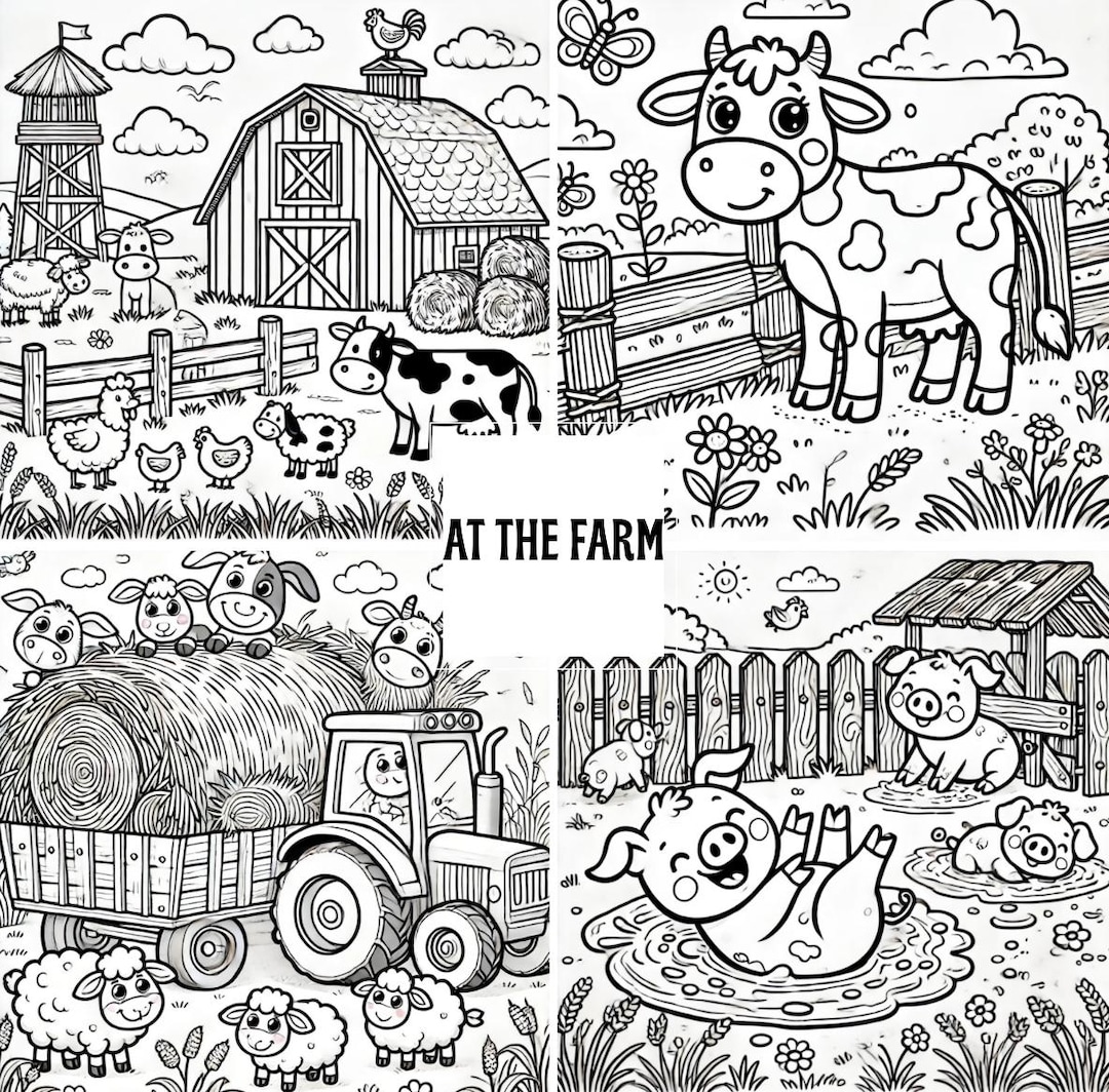 Farm Theme Coloring Pages for Kids, Toddlers, Preschoolers, Coloring ...