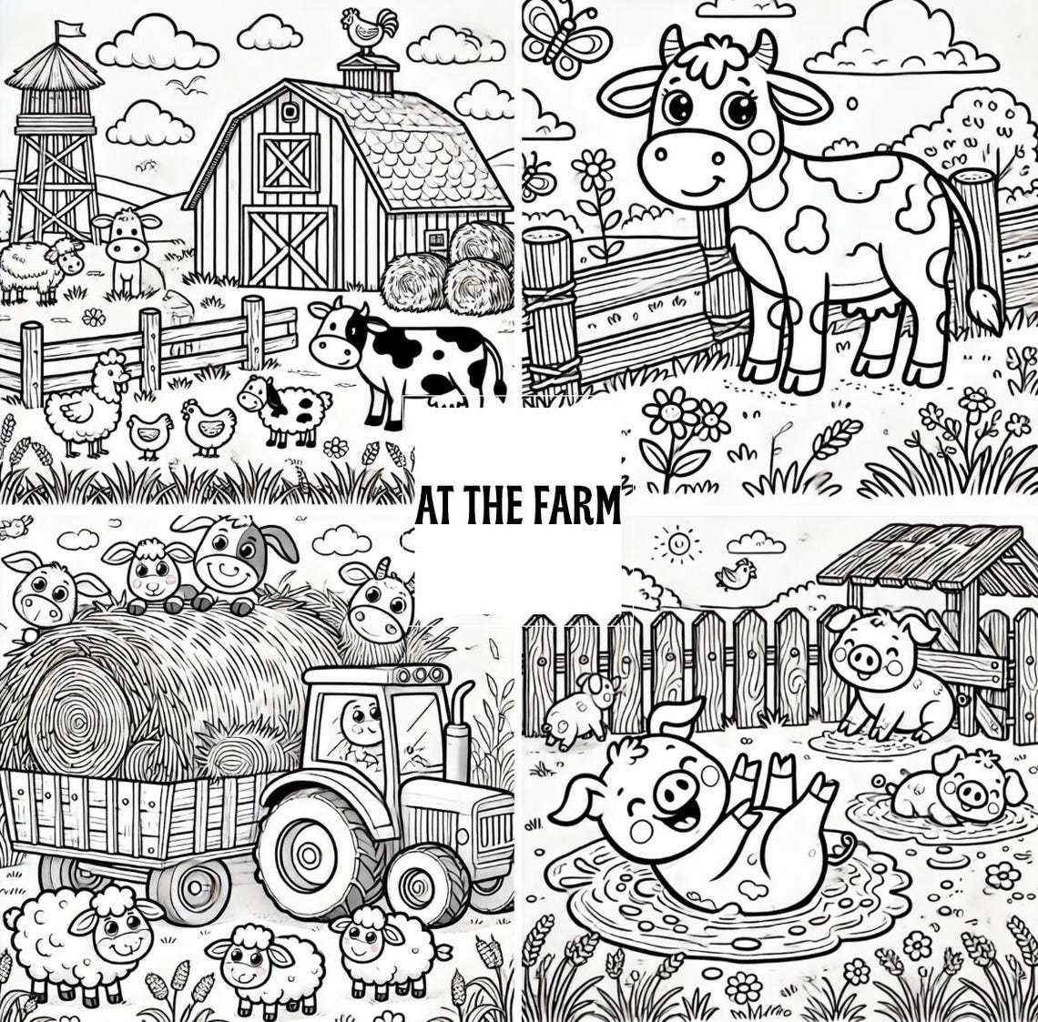 Farm Theme Coloring Pages for Kids, Toddlers, Preschoolers, Coloring ...