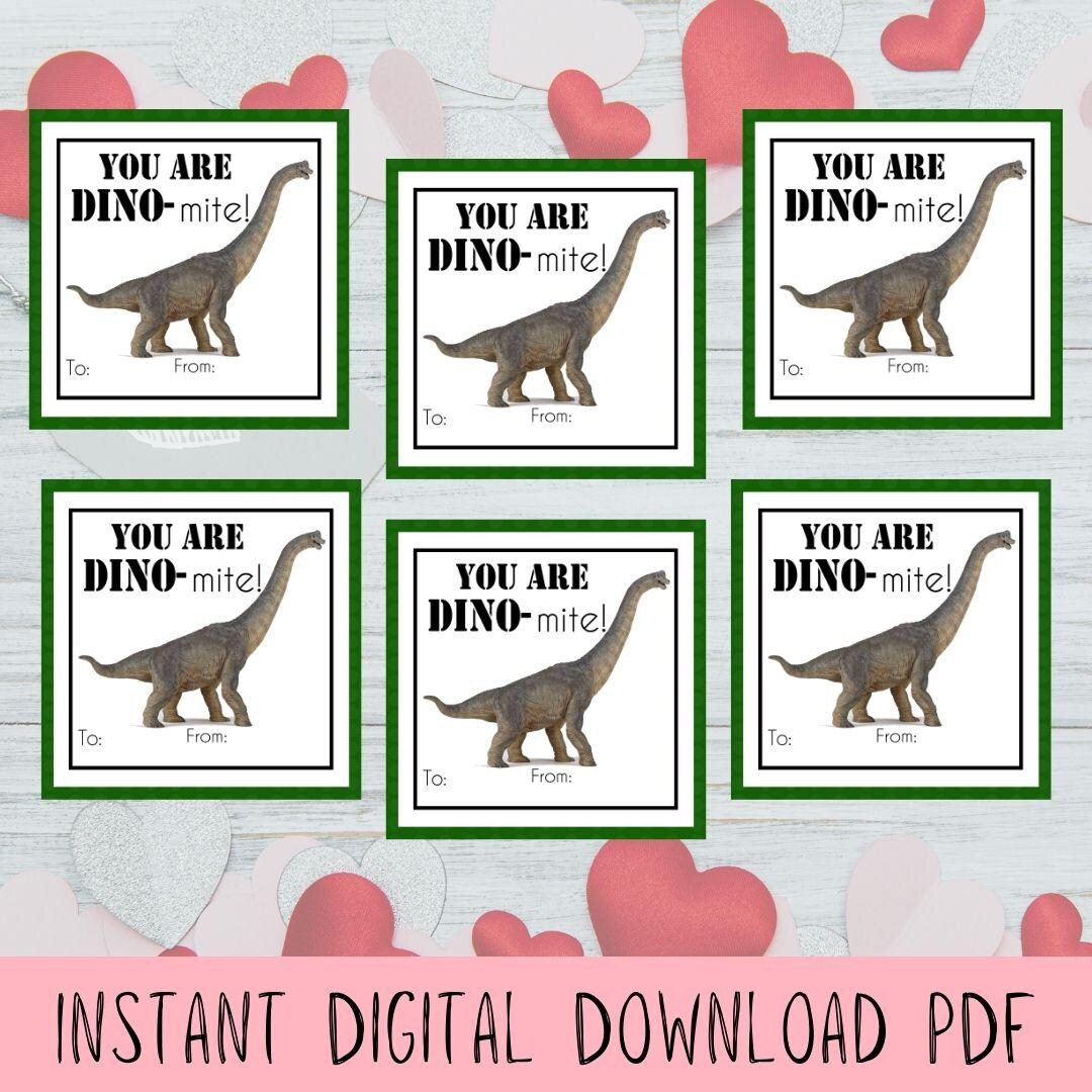 Printable Dinosaur Valentines, Dino Valentine Cards, Valentine Party ...