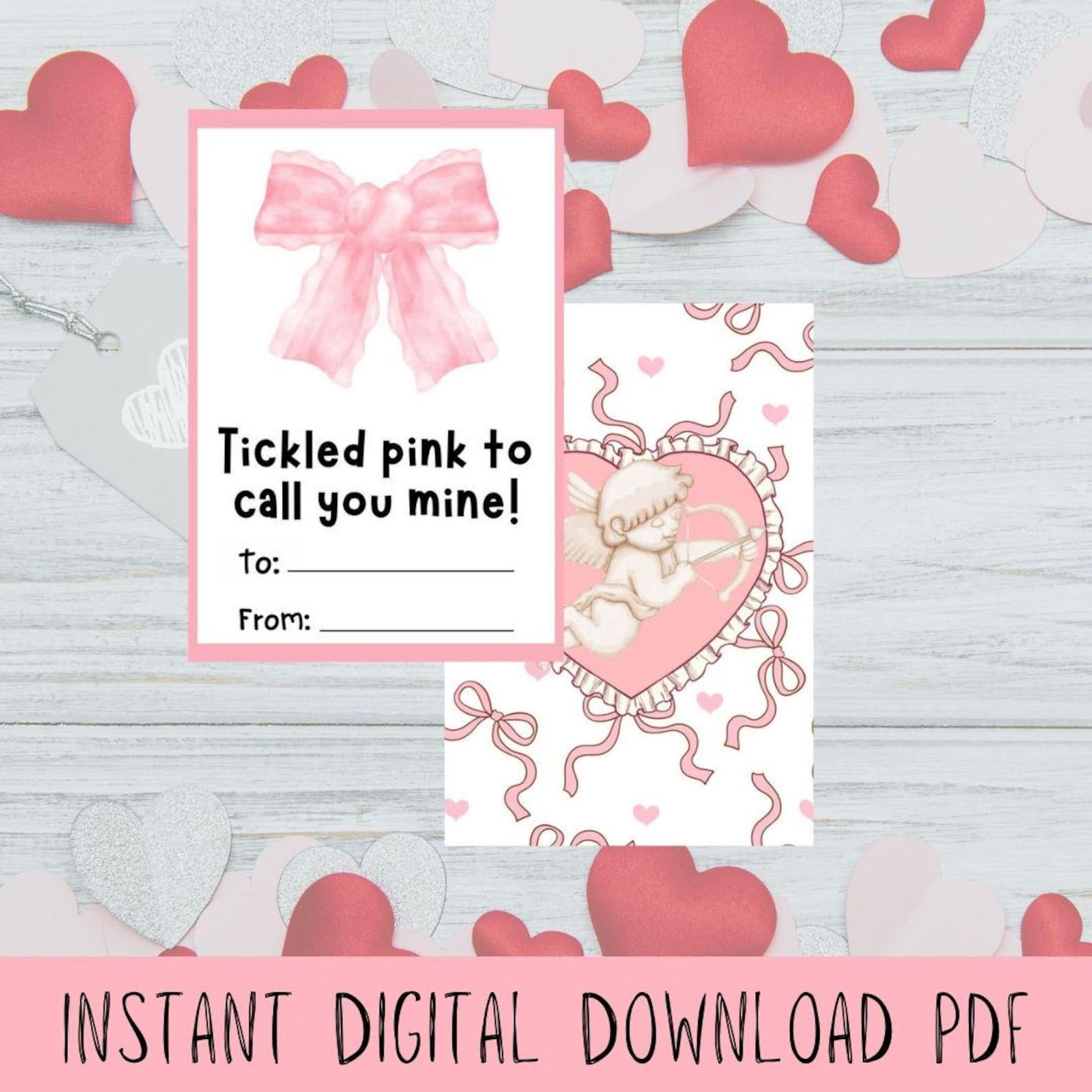 Coquette Bow Kids Valentine's Day Cards, Printable Classroom Valentines ...