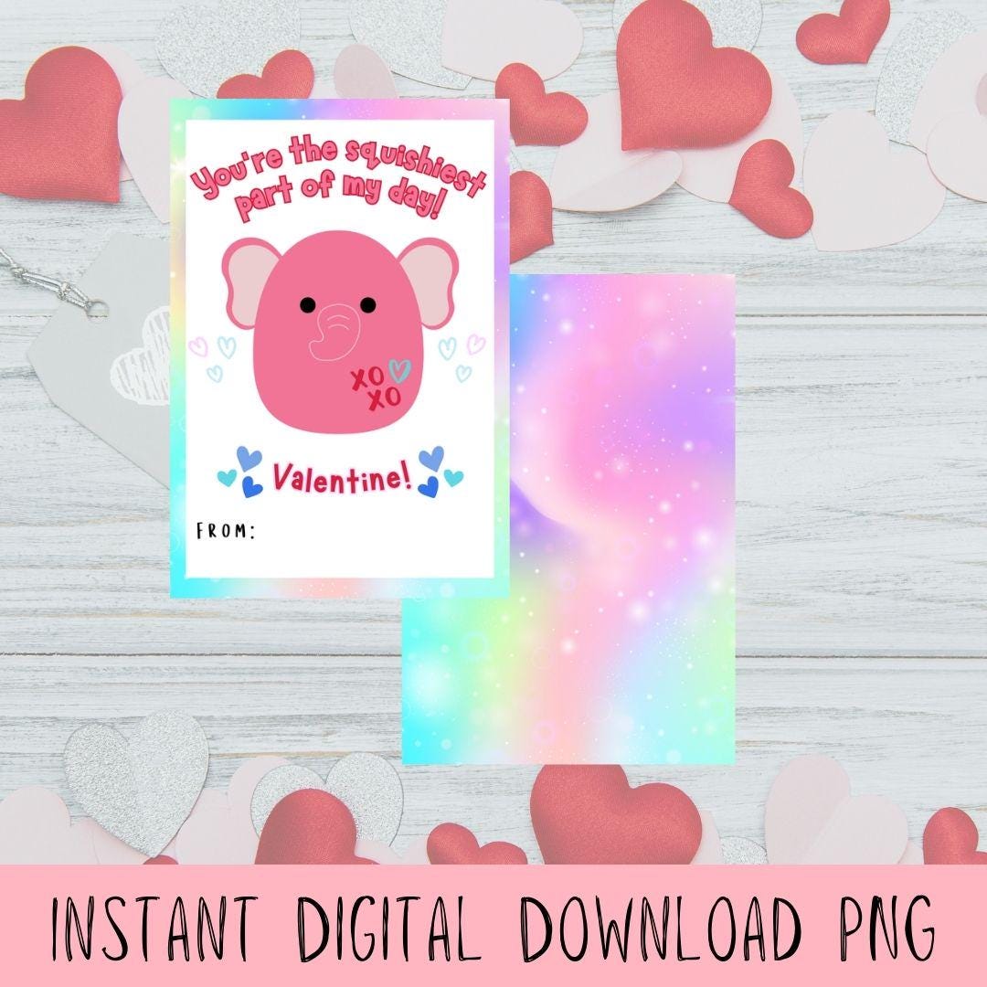 Squish Valentine Cards, Printable and Editable, Instant Download, Cute ...