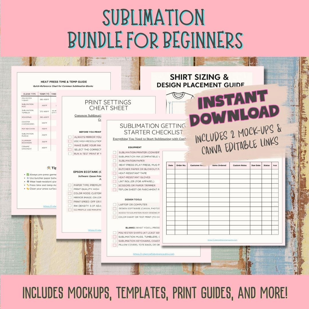 Sublimation Starter Kit, Editable Canva Templates, Printables, Mockups ...
