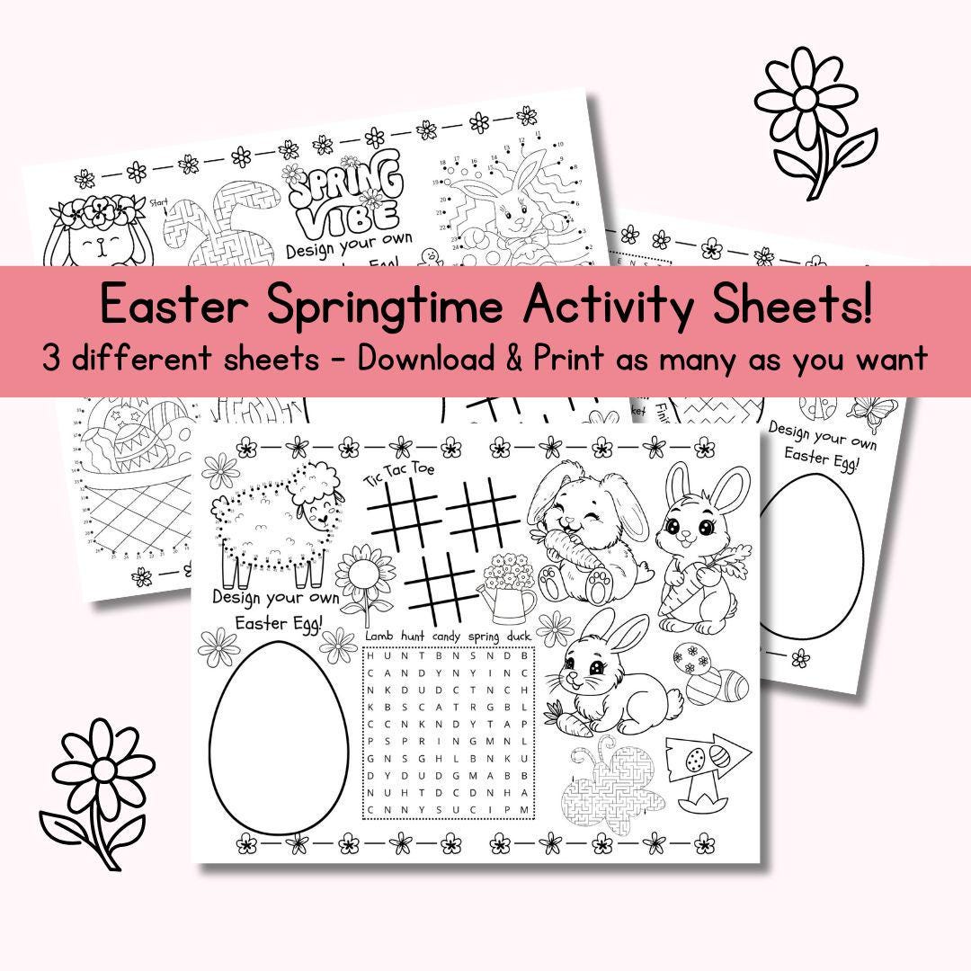 Happy Easter Activity Sheets, Kids Activity Sheet, Printable Sheets for ...