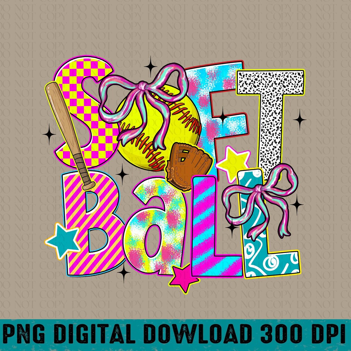 Softball PNG, Colorful Softball Sublimation, Cute Softball Clipart ...