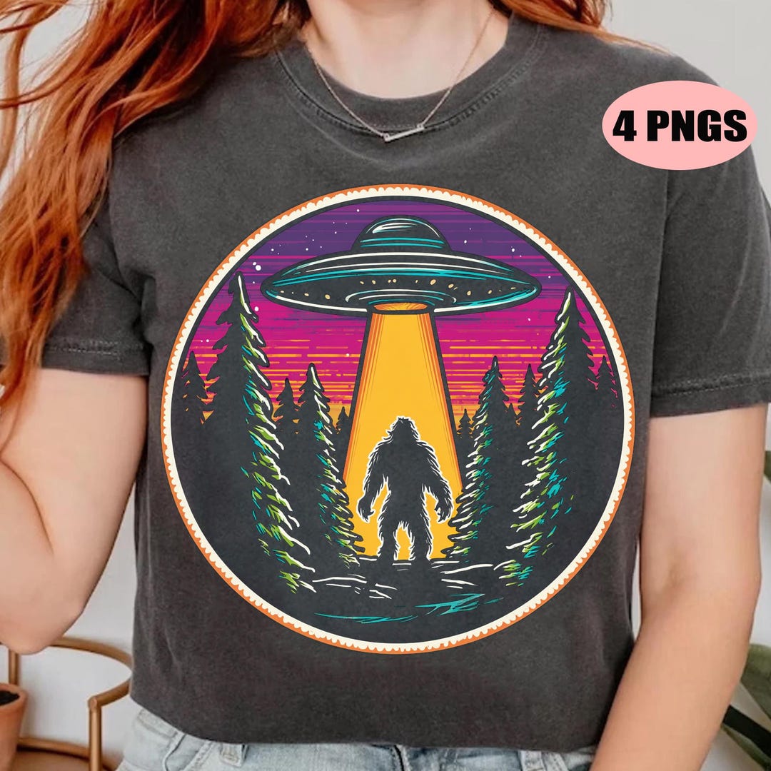 Bigfoot Abduction PNG, UFO Alien Png, Forest Night Scene PNG, Funny ...