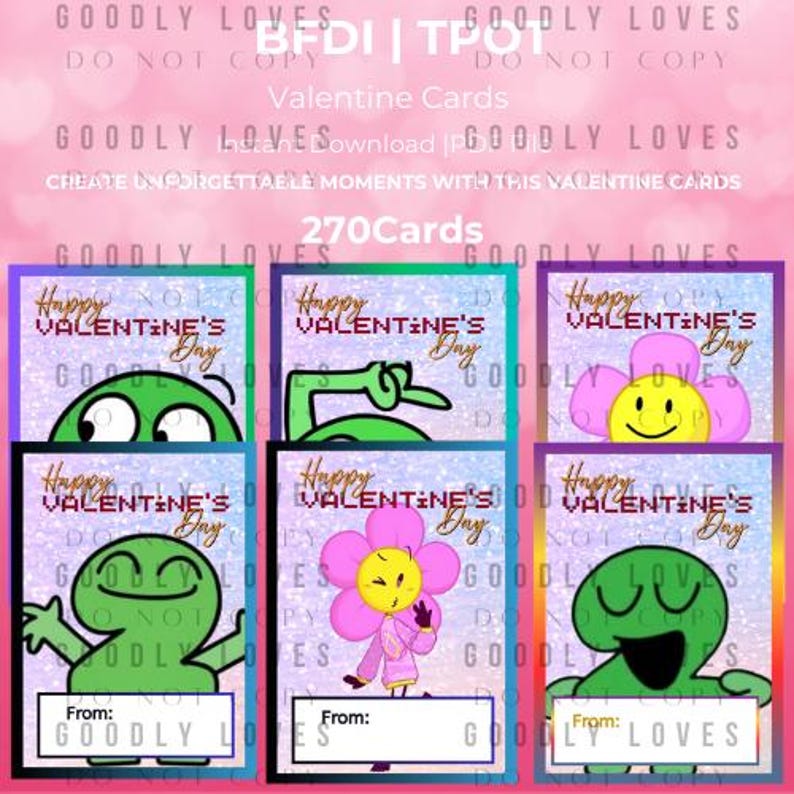 27 BFDI Battle for Dream Island Valentine Cards | PDF DIGITAL Download ...
