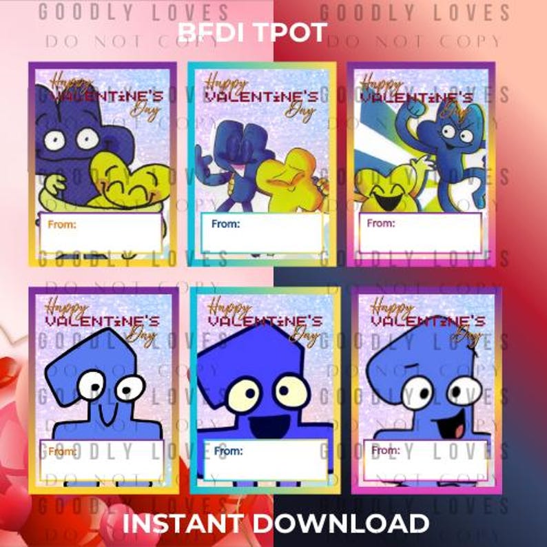 27 BFDI Battle for Dream Island Valentine Cards | PDF DIGITAL Download ...