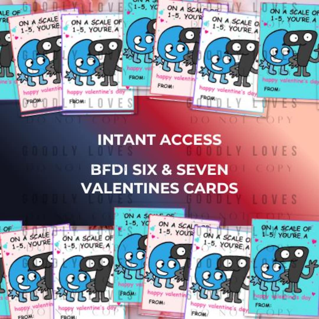 Six & Seven BFDI Battle for Dream Island Valentine Cards | PDF DIGITAL ...