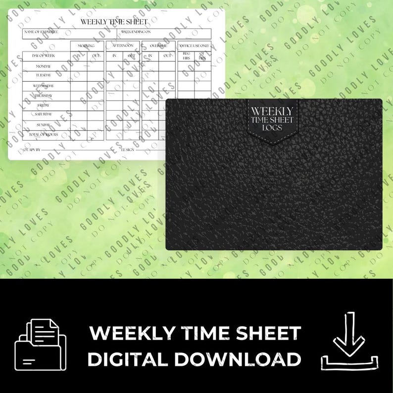 Weekly Time Sheet Logs | Digital Download | Instant Access | 200 Pages ...