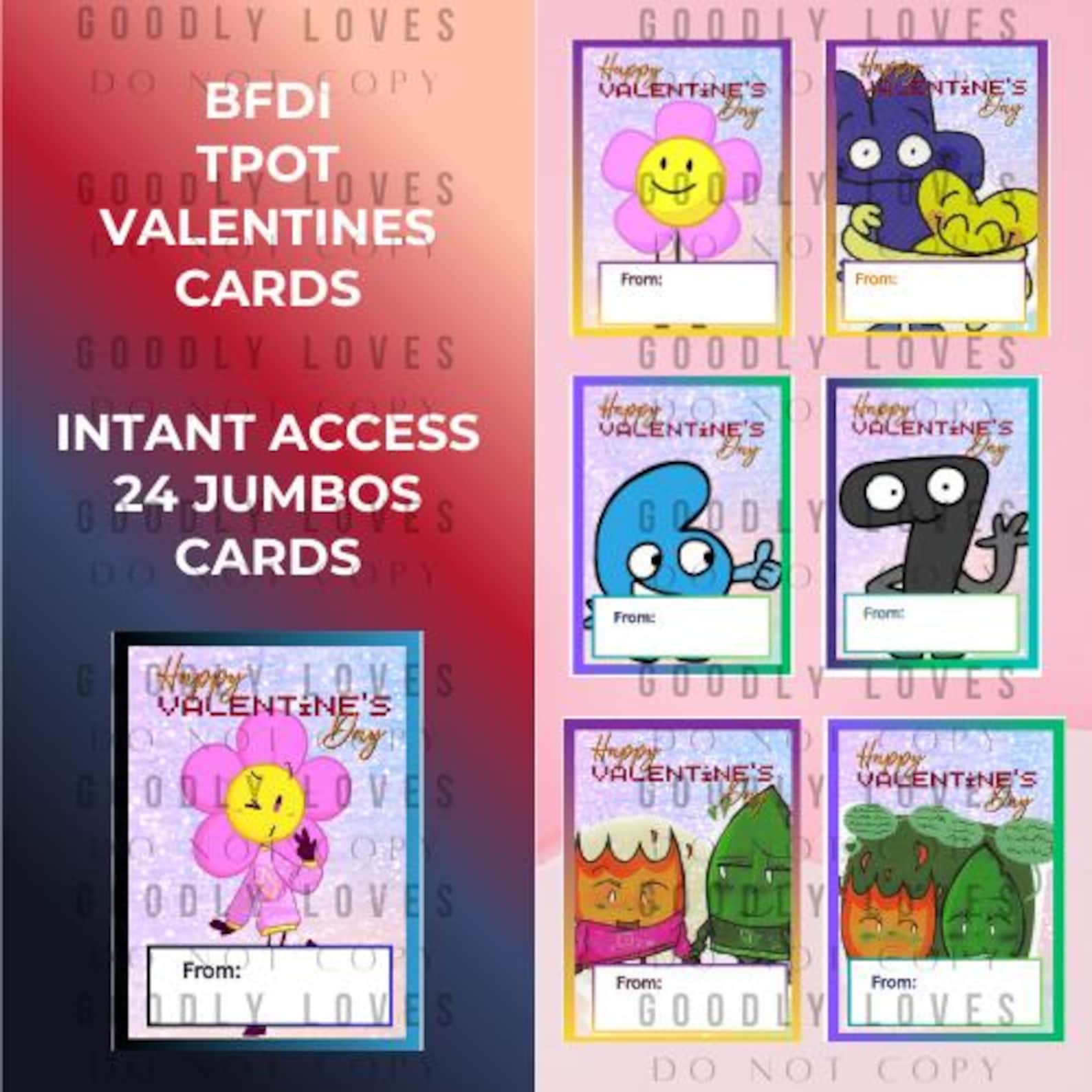 27 BFDI Battle for Dream Island Valentine Cards | PDF DIGITAL Download ...