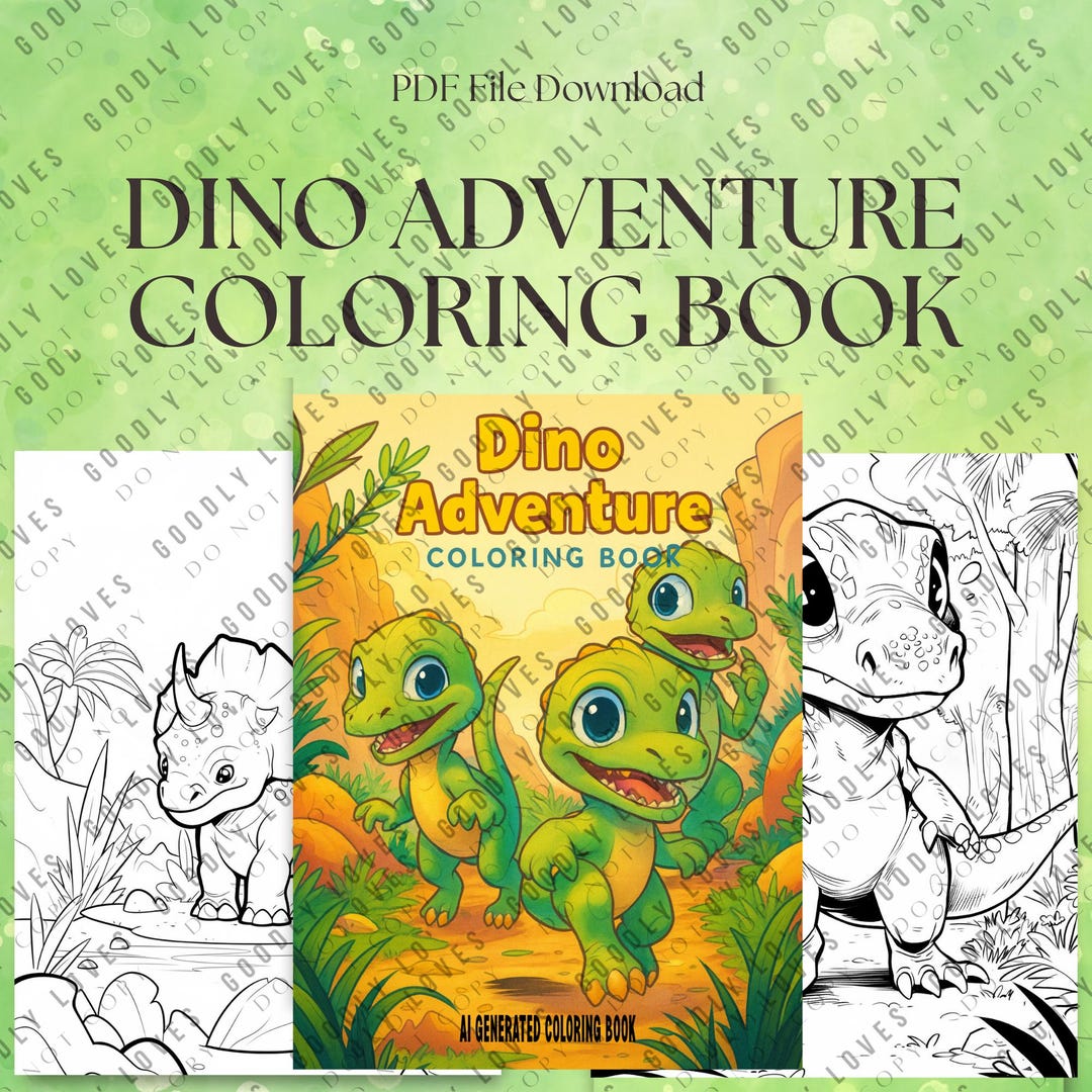 Dino Adventure Coloring Book: 52 Pages + Bonus Stickers (digital ...