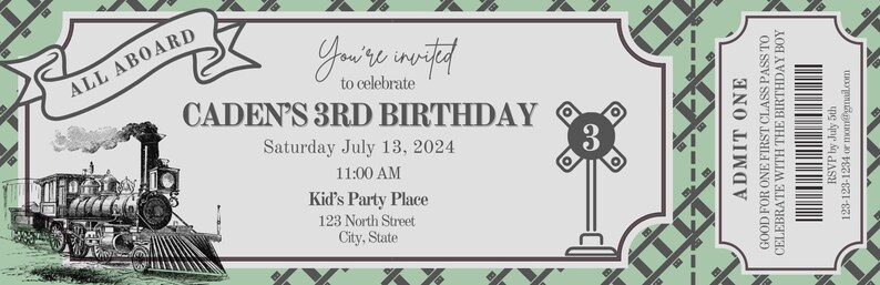 Vintage Train Ticket Birthday Invitation - Etsy