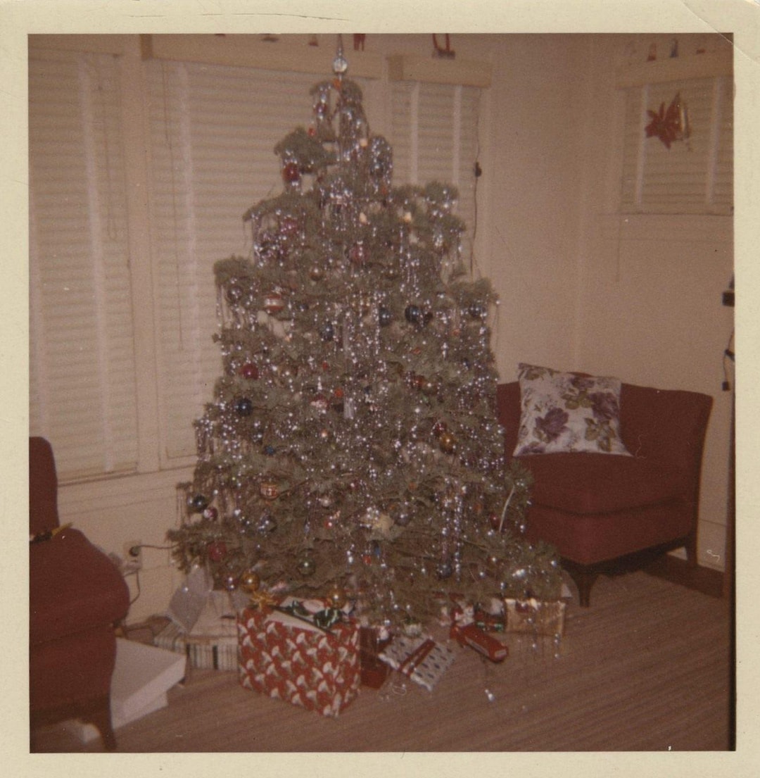 Original Vintage Color Photo Snapshot of Decorated Christmas Tree 1960s ...