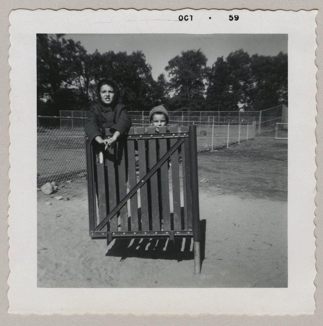 Original Vintage Photo Snapshot Children on Gate 1959 - Etsy