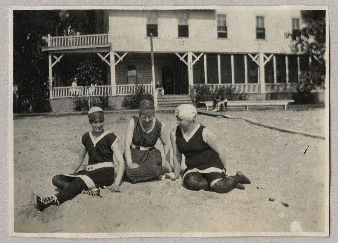 Original Vintage Photo Snapshot Women Swimsuits Swim Costumes at Beach ...
