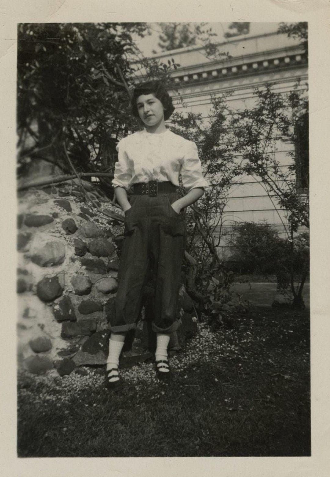 Original Vintage Photo Snapshot Woman Outdoors by Rock Wall 1930s - Etsy
