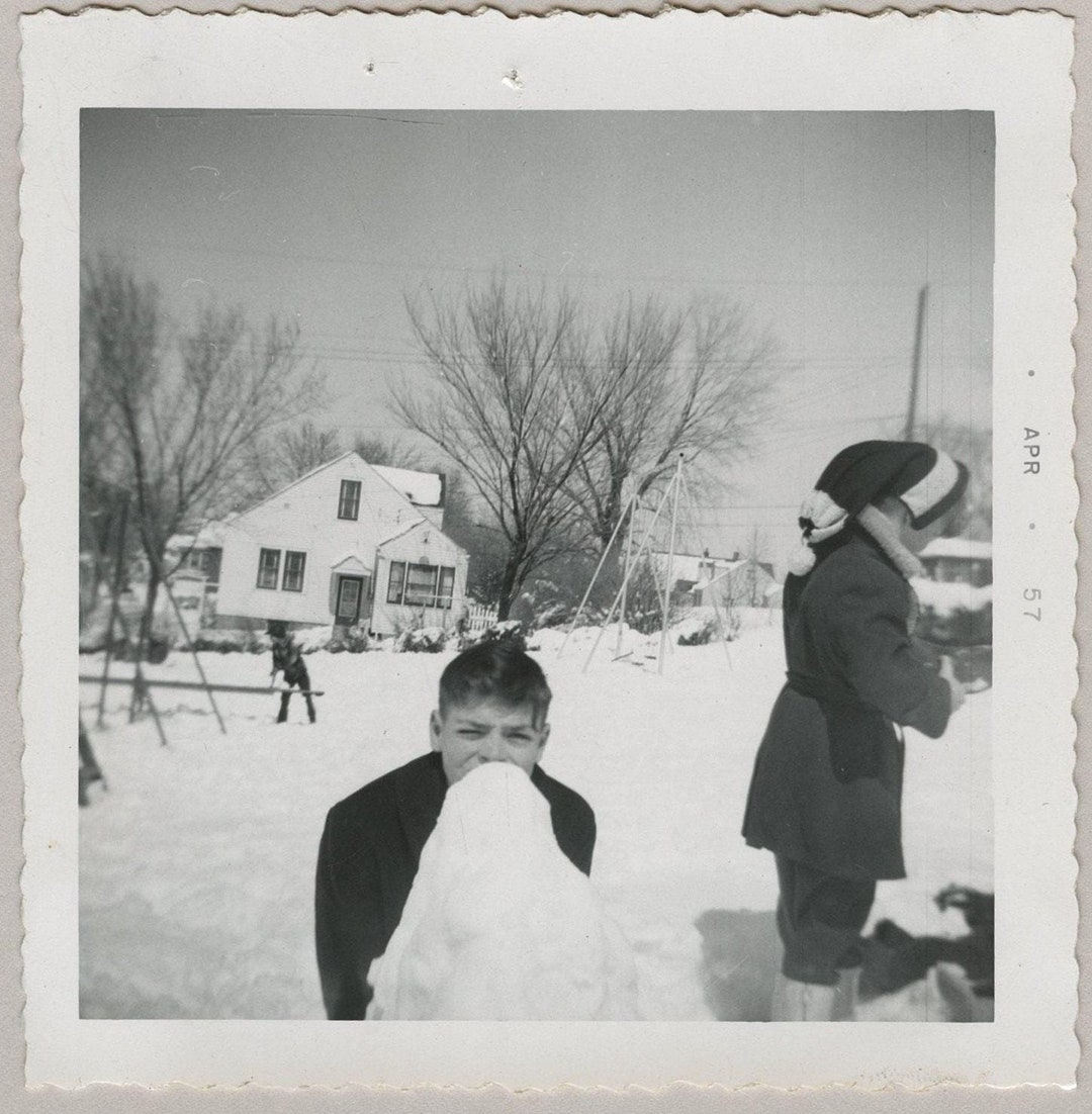 Original Vintage Photo Snapshot Children Outdoors in Snow 1957 - Etsy