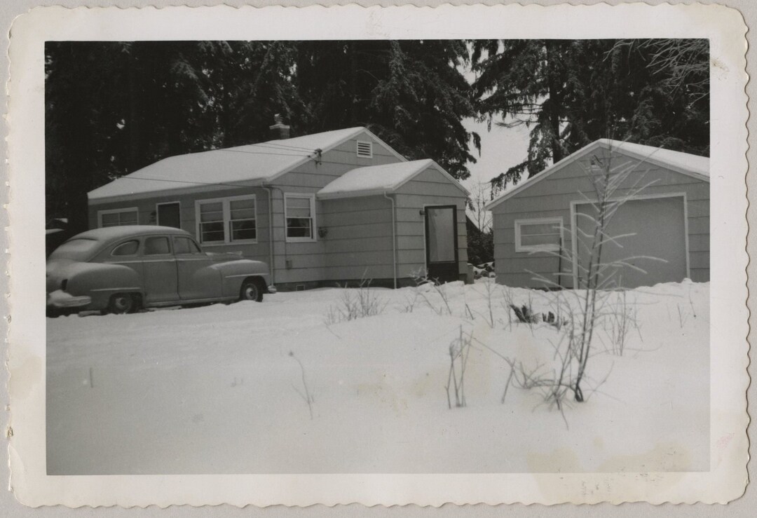 Original Vintage Photo Snapshot House Garage Car Snow 1950s - Etsy