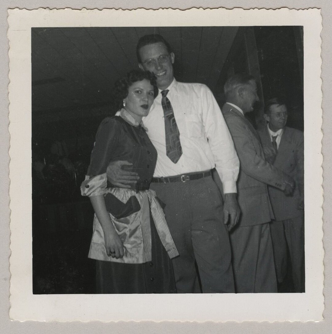 Original Vintage Photo Snapshot Affectionate Man Woman Elva And Friend Al