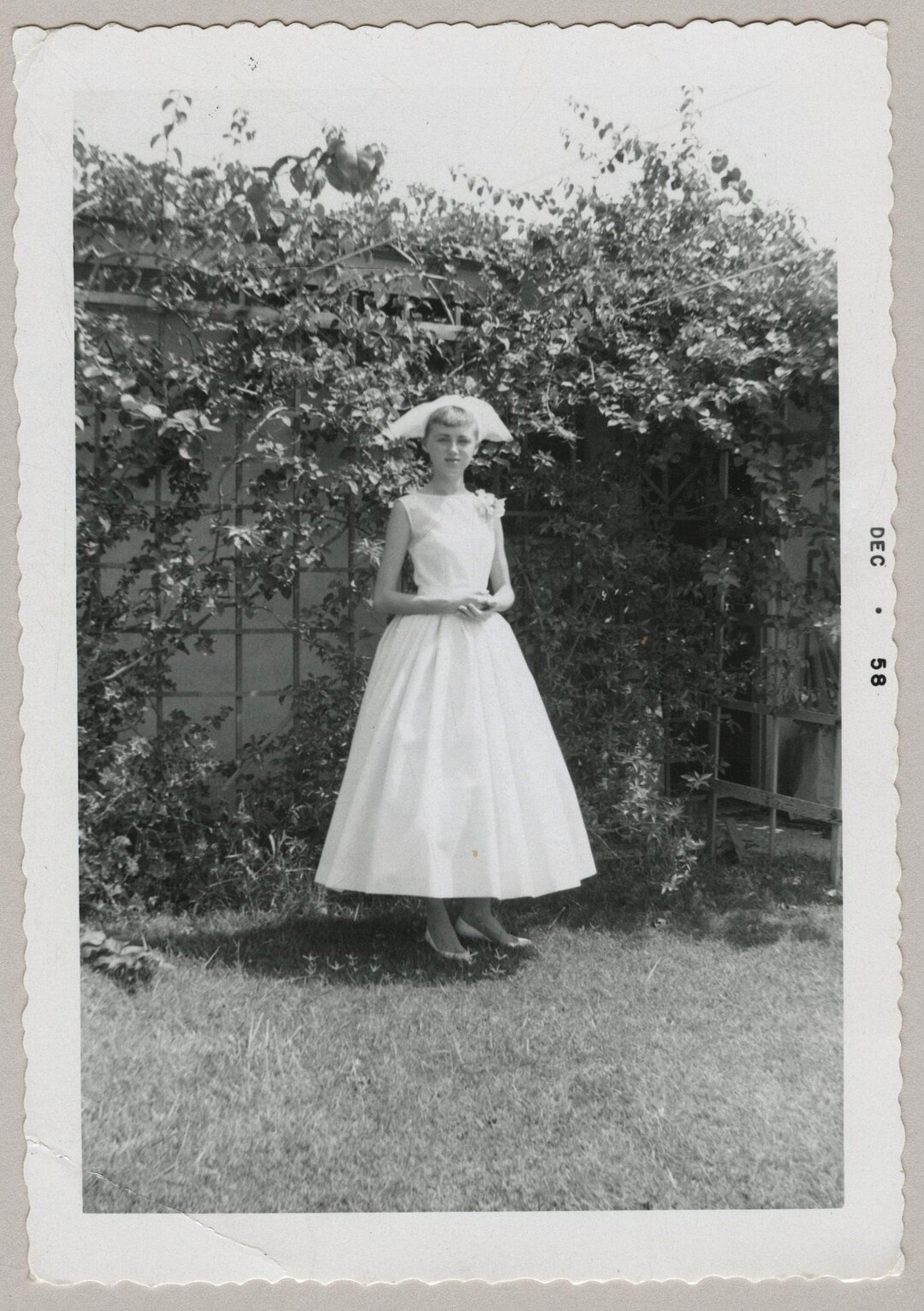 Original Vintage Photo Snapshot Young Woman Formal Dress for Wedding ...