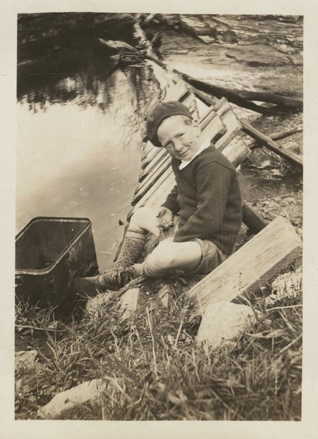 Original Vintage Photo Snapshot Boy Sitting by Water Bennington VT 1935 ...
