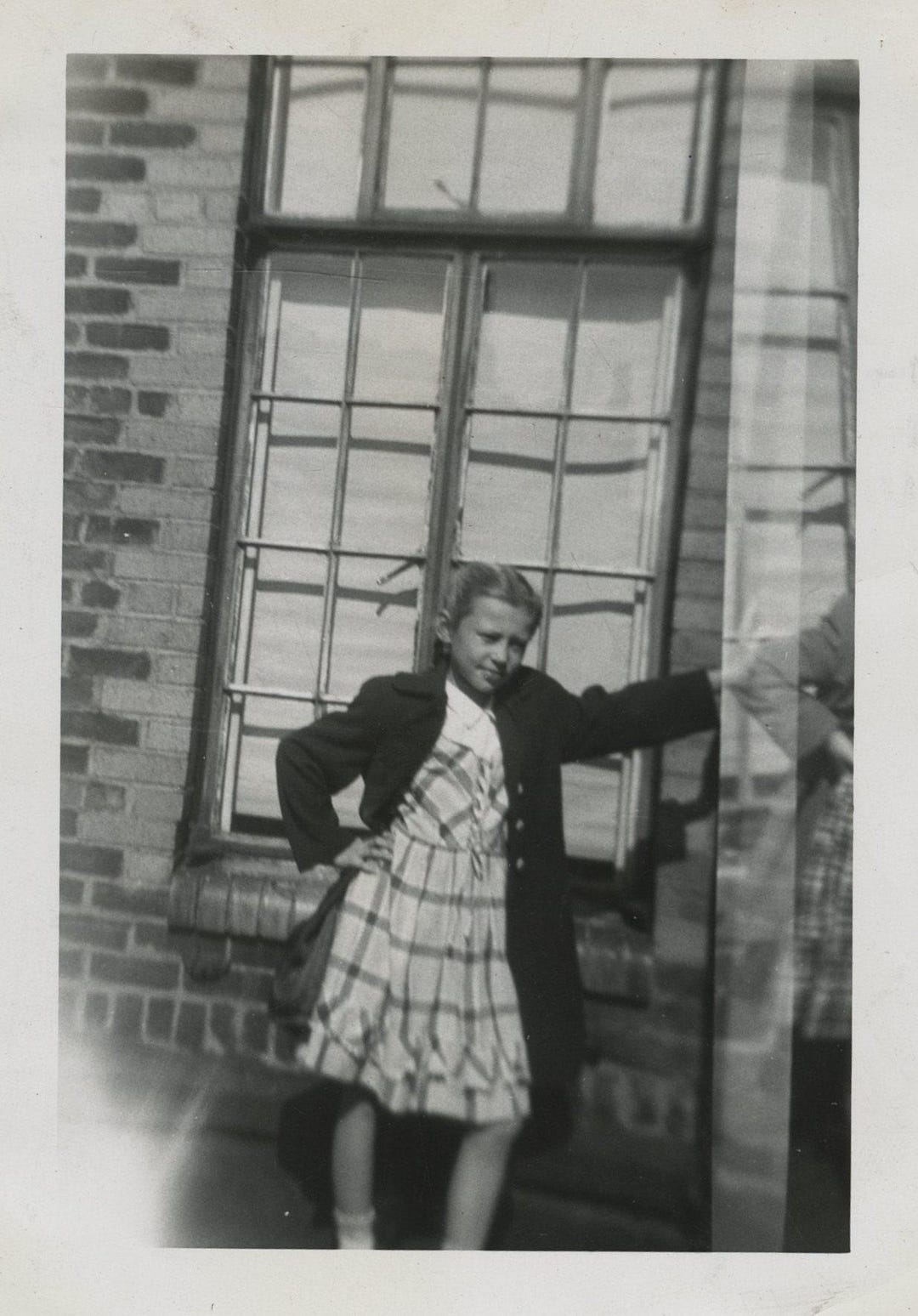 Original Vintage Photo Snapshot Girl Poses by Window Bit of Double ...