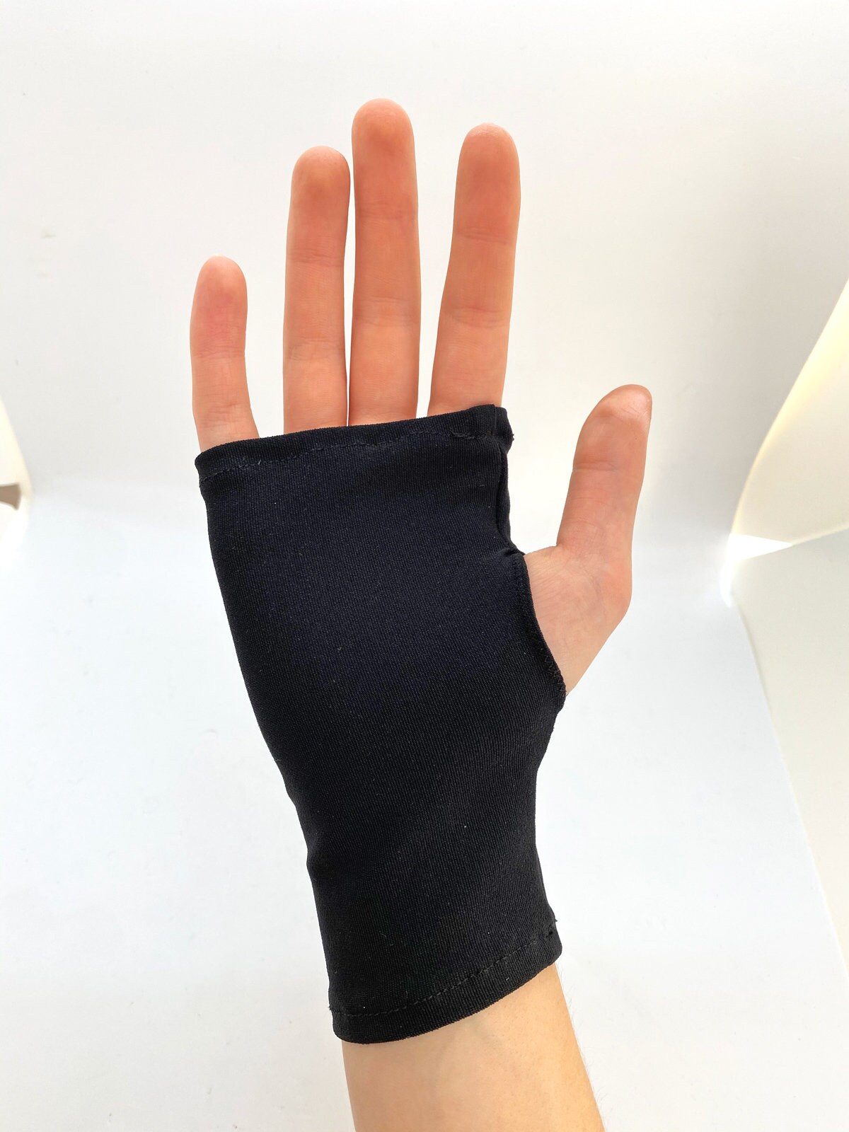SPF 50 Black or White Stretch Fingerless Gloves. One Size Fits All. - Etsy