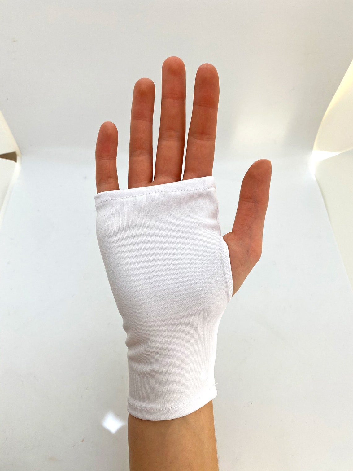 SPF 50 White or Black Stretch Fingerless Gloves - Etsy