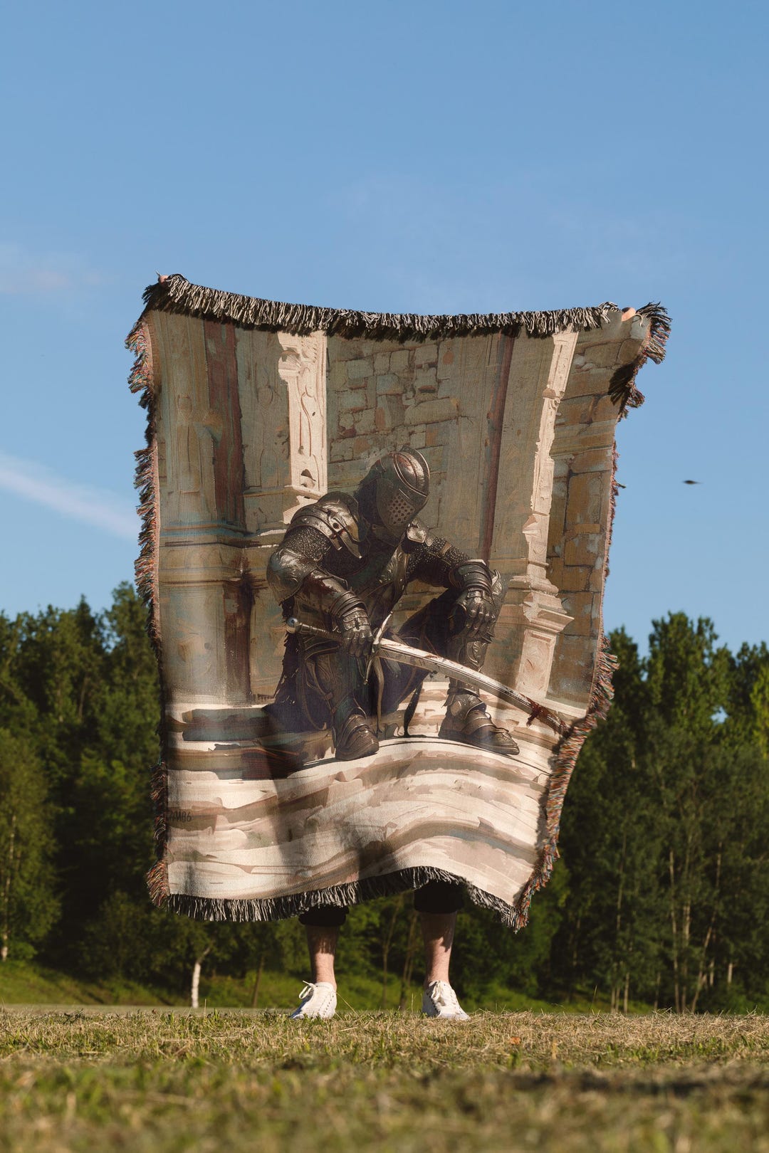 Medieval Knight Woven Blanket Gothic Castlecore Decor for Dungeons and ...