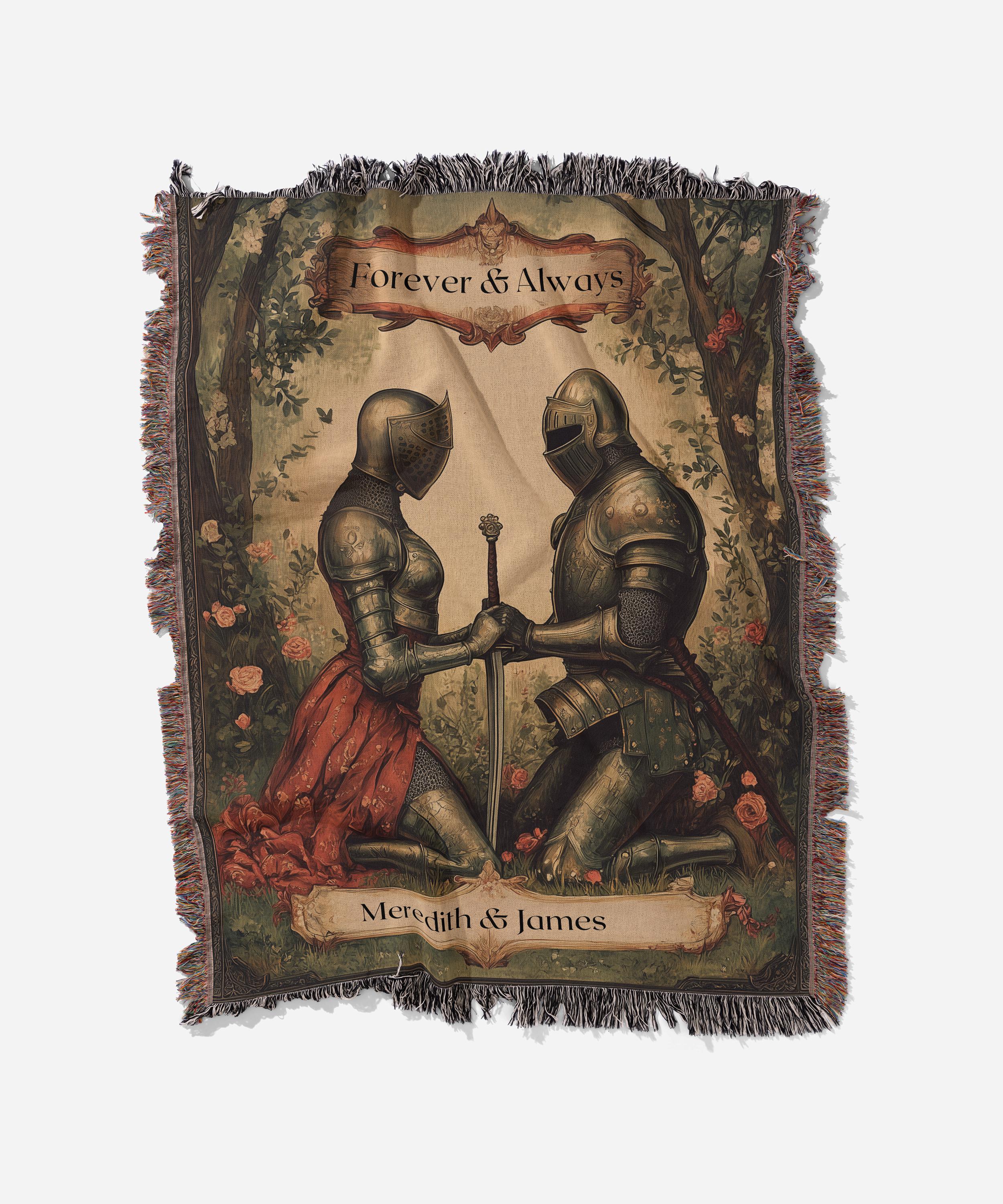 Personalized Medieval Knight Blanket Custom Name Tapestry Romantic ...