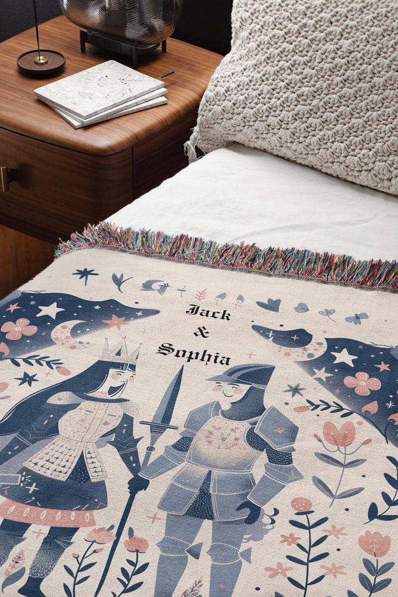 Personalized Medieval Knight Blanket Custom Woven Throw for Wedding ...