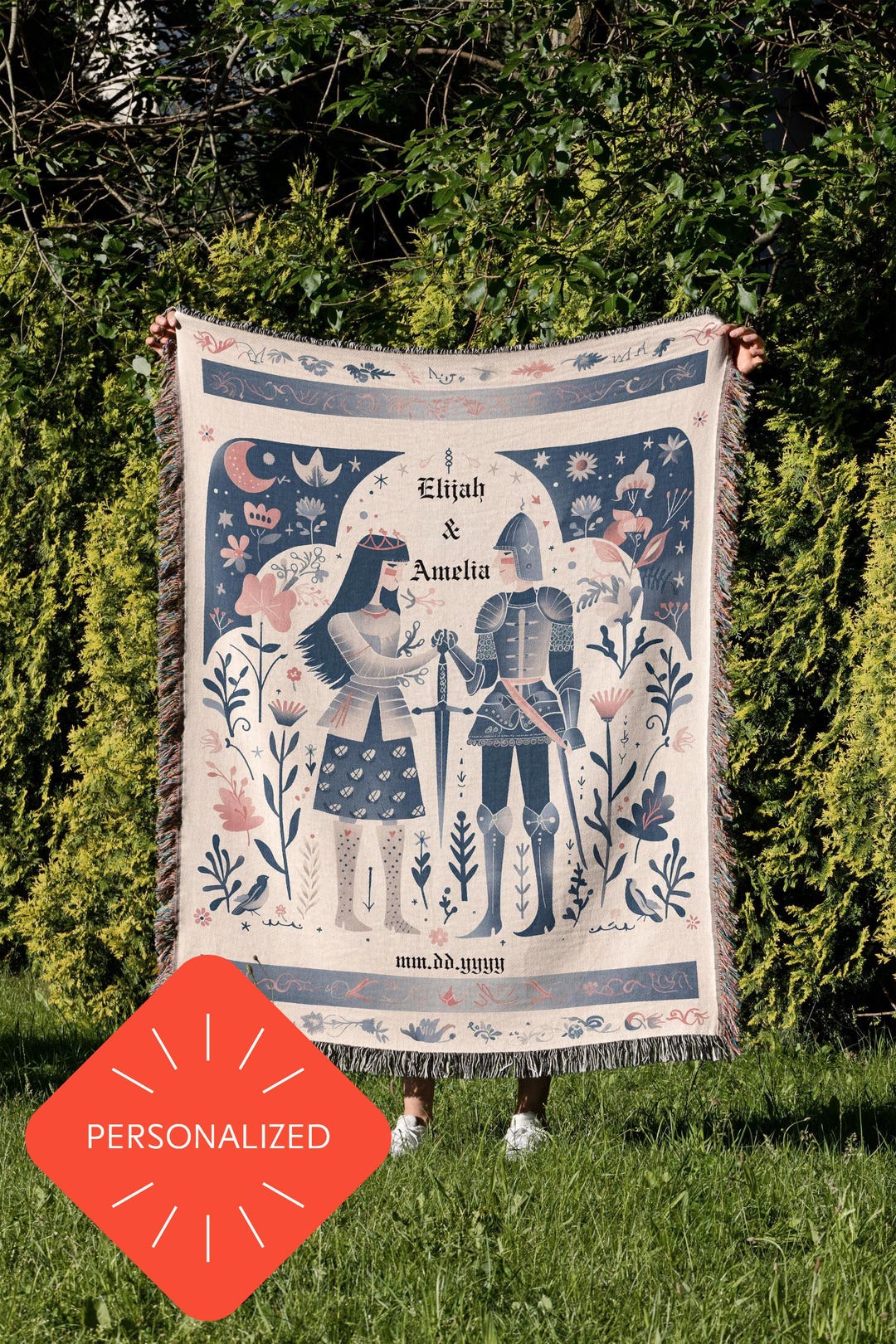 Custom Medieval Knight Blanket Castlecore Tapestry Personalized Wedding ...