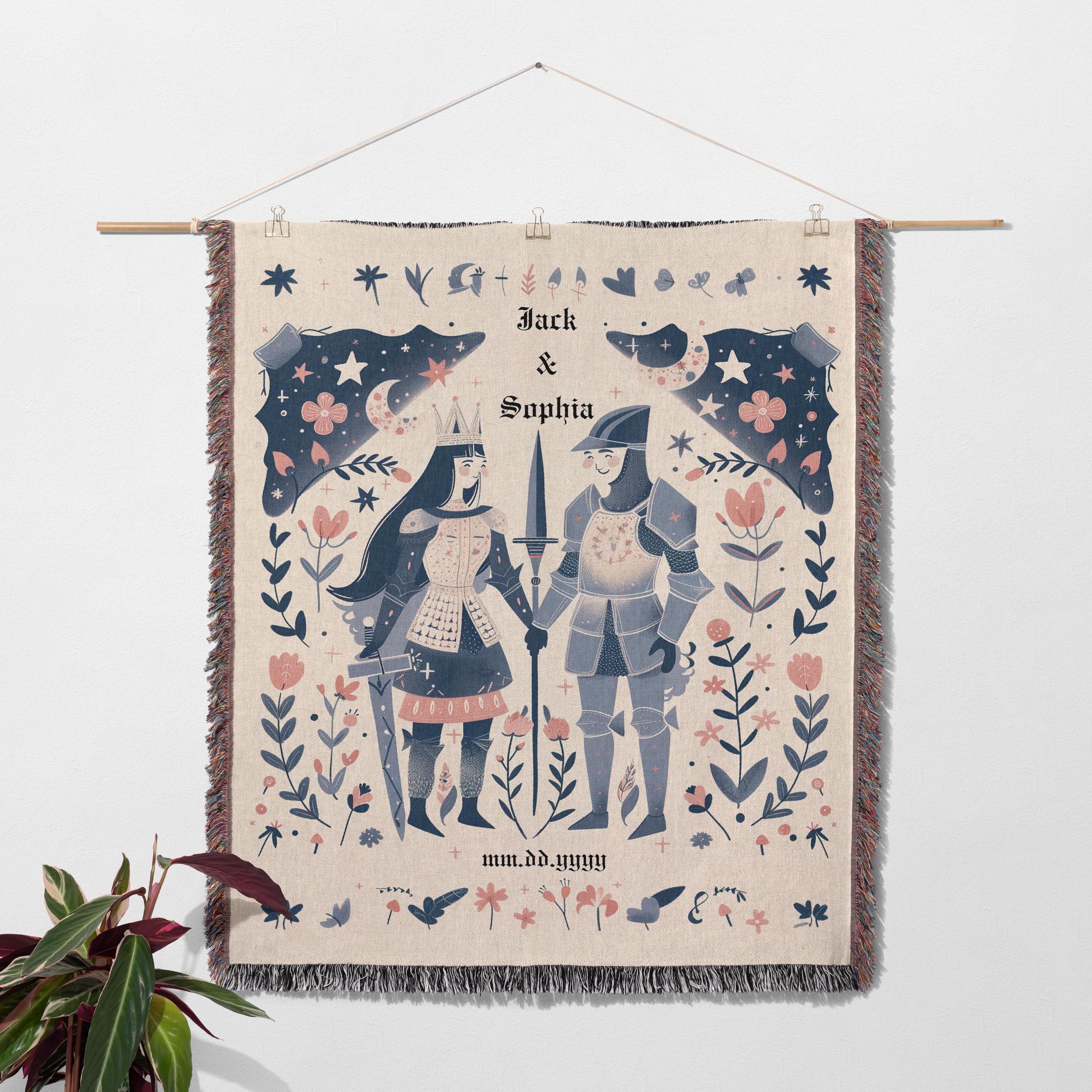Personalized Medieval Knight Blanket Custom Woven Throw for Wedding ...
