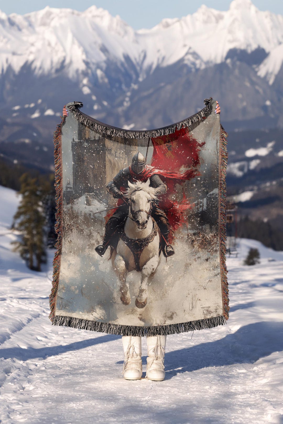 Medieval Knight Woven Blanket Gothic Castlecore Tapestry Fantasy Throw ...