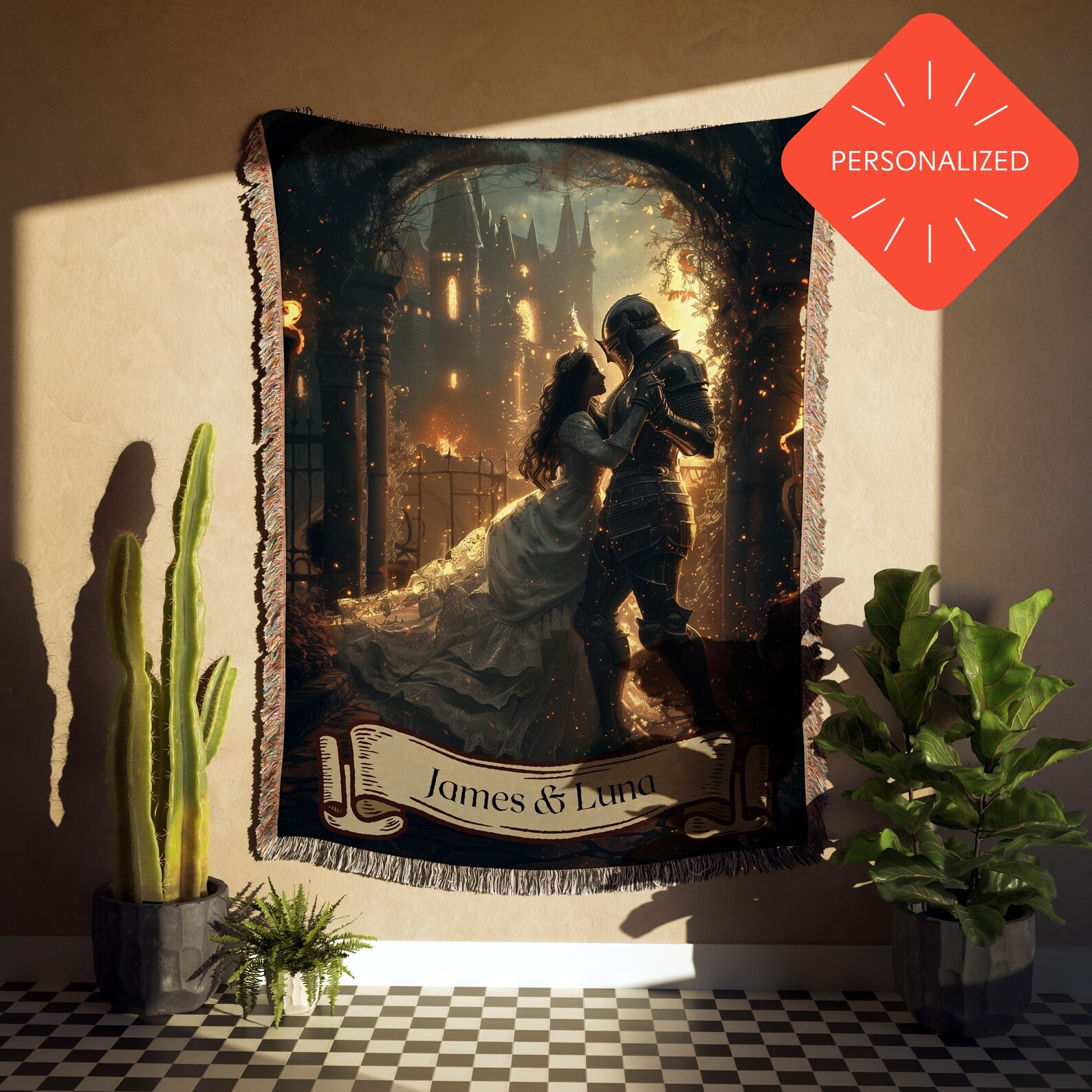 Personalized Gothic Knight Blanket Romantic Fantasy Tapestry Custom ...