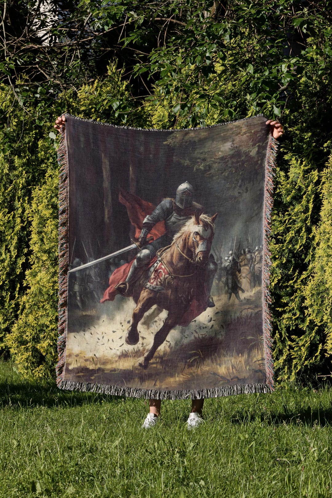 Knight Woven Throw Blanket | Dark Cottagecore Tapestry | Gothic Blanket ...