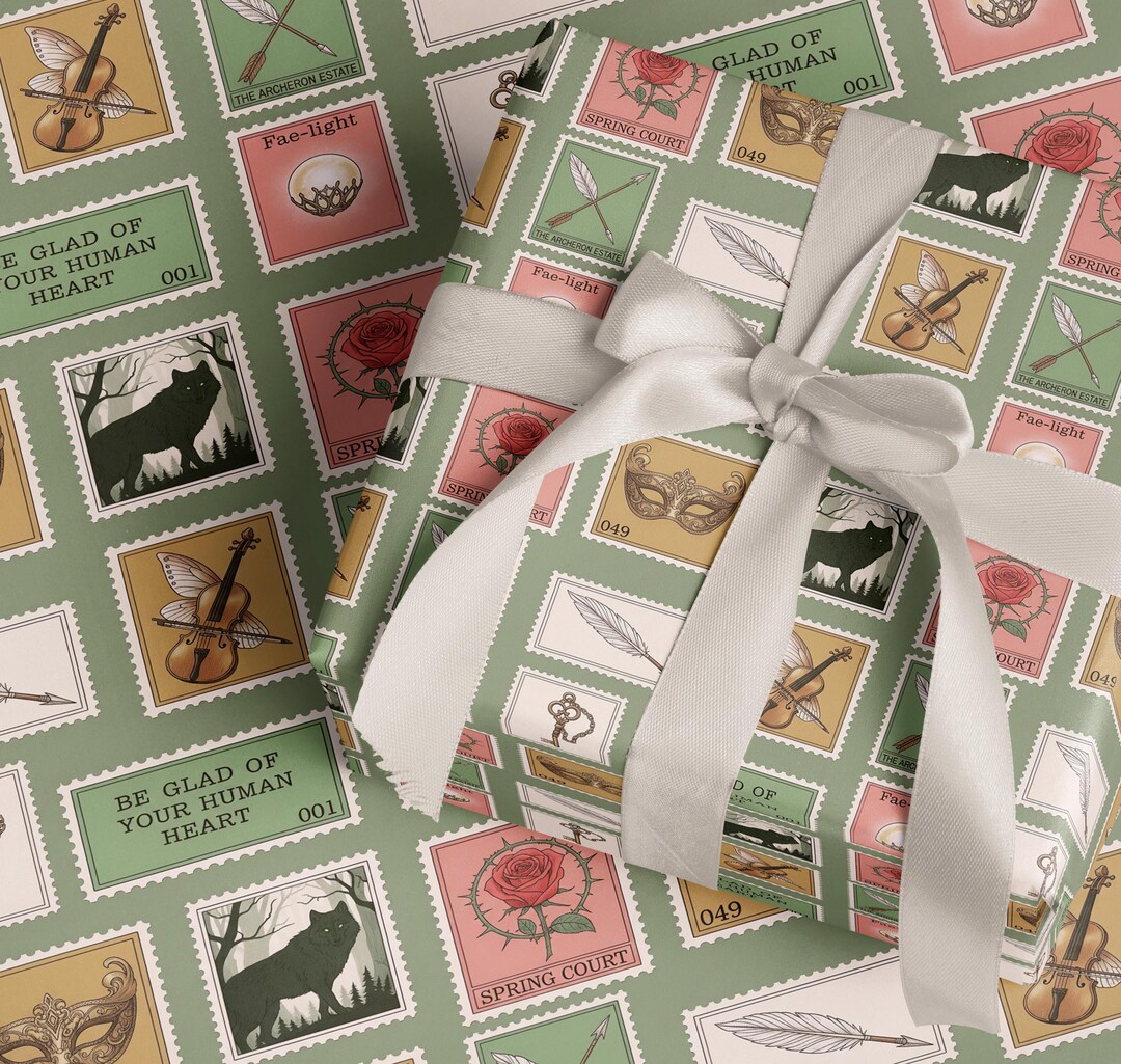 ACOTAR Spring Court Wrapping Paper Pastel Fantasy Stamp Design Sarah J ...