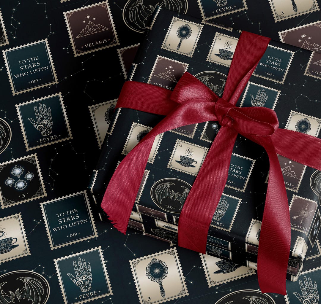 ACOTAR Velaris Night Court Wrapping Paper Dark Fantasy Gift Wrap Sarah ...