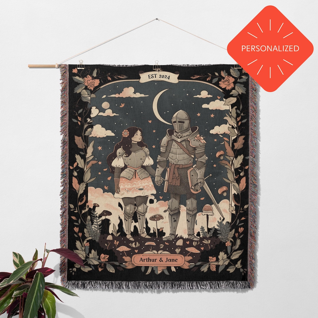 Custom Knight Blanket | Personalized Fantasy Throw | Dnd Gifts | Woven ...