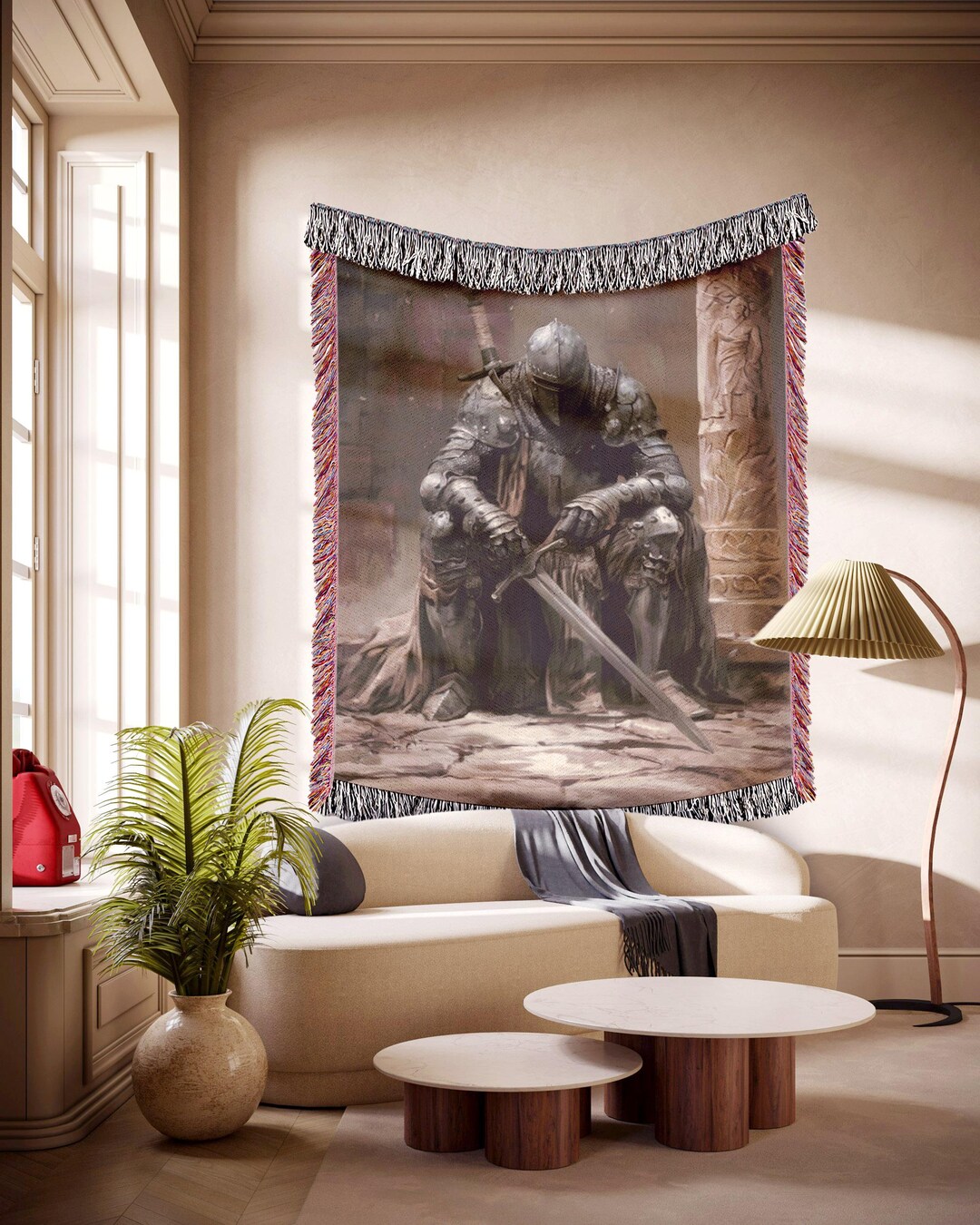 Medieval Knight Woven Blanket Dark Academia Tapestry Gothic Romance ...