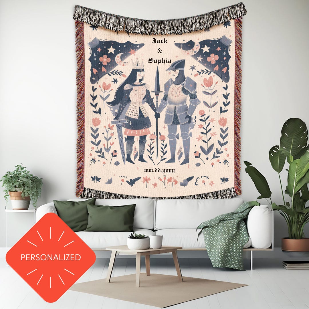 Personalized Medieval Knight Blanket Custom Woven Throw for Wedding ...