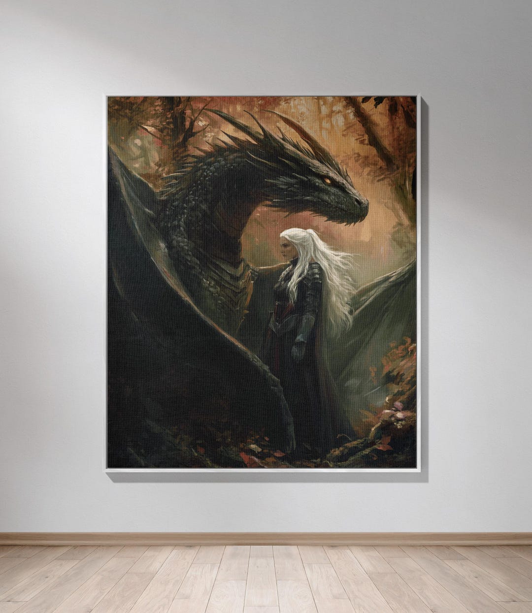 Manon Dragon and Warrior Woven Throw Blanket Dark Fantasy Home Decor ...
