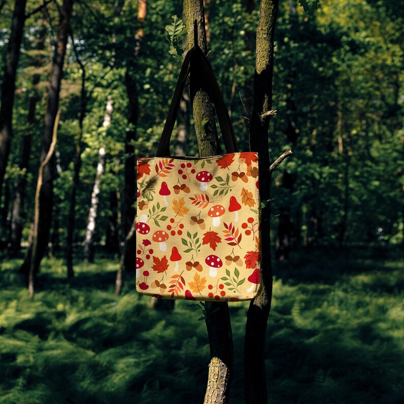 Cottagecore Mushroom Tote Bag Forest Aesthetic Botanical Reusable Book ...