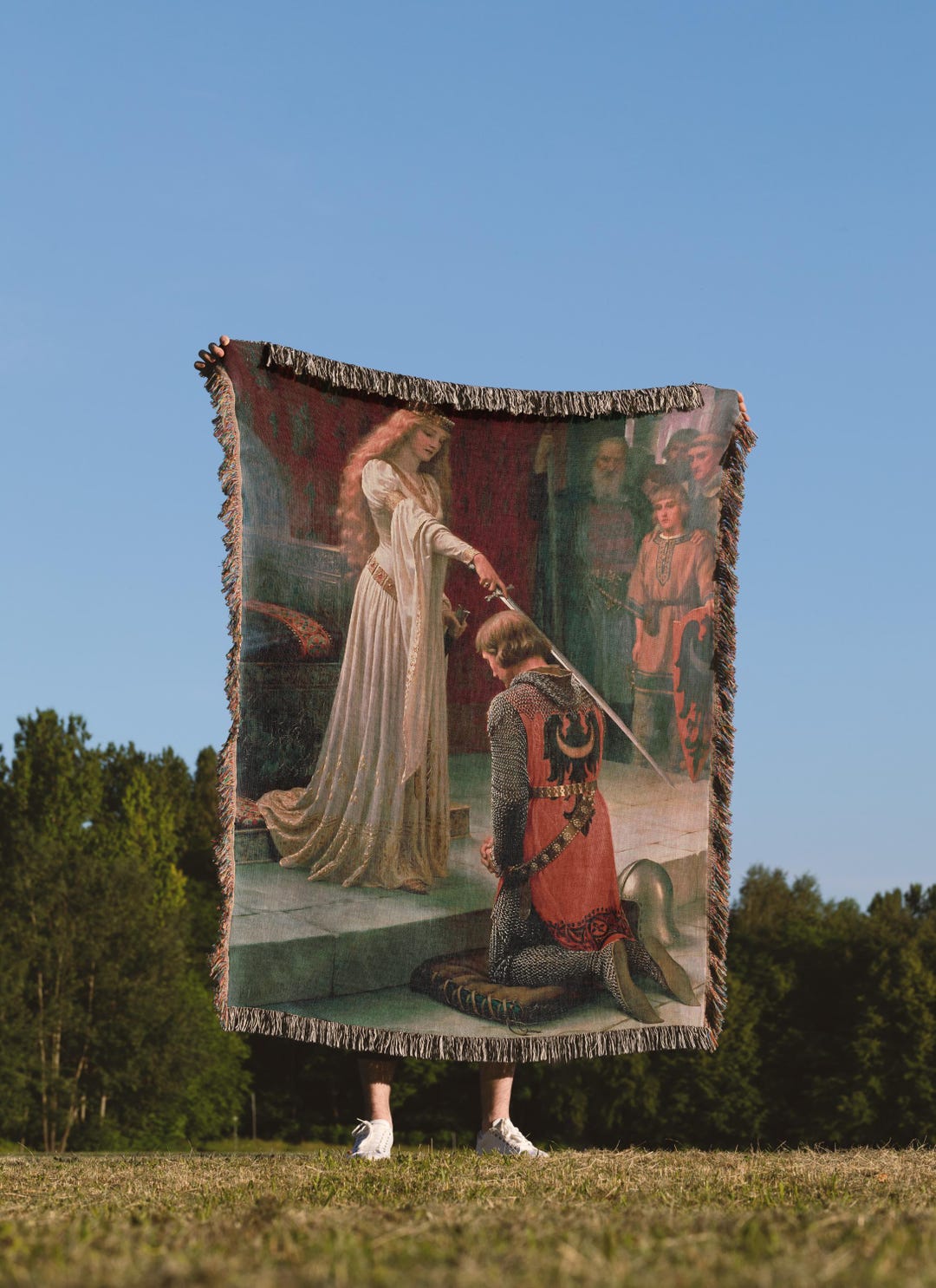 The Accolade Woven Blanket Edmund Blair Leighton Tapestry Medieval ...