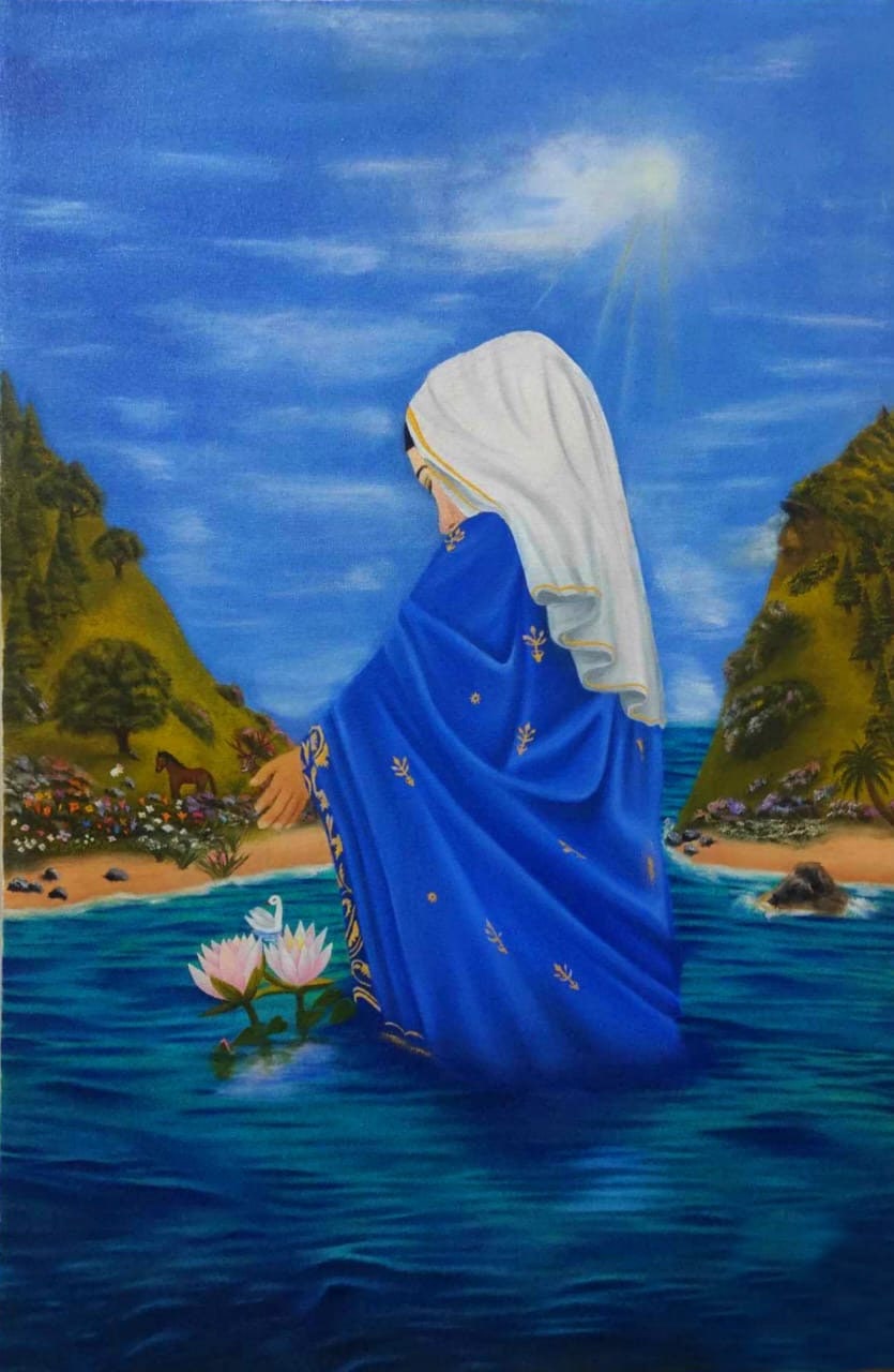 Birth of the Earth, Giant Mother Mary Acrylic on Canvas Painting 24 to ...