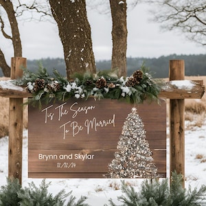 Rustic Christmas Wedding Sign Template, Christmas Wedding Welcome Sign ...